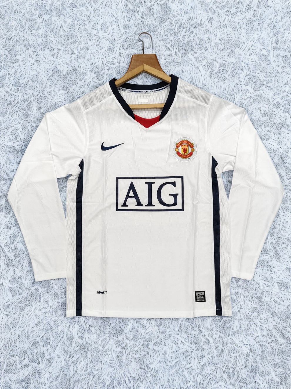 MANCHESTER UNITED Away jersey White (Retro) AIG FULL SLEEVES – Sports ...